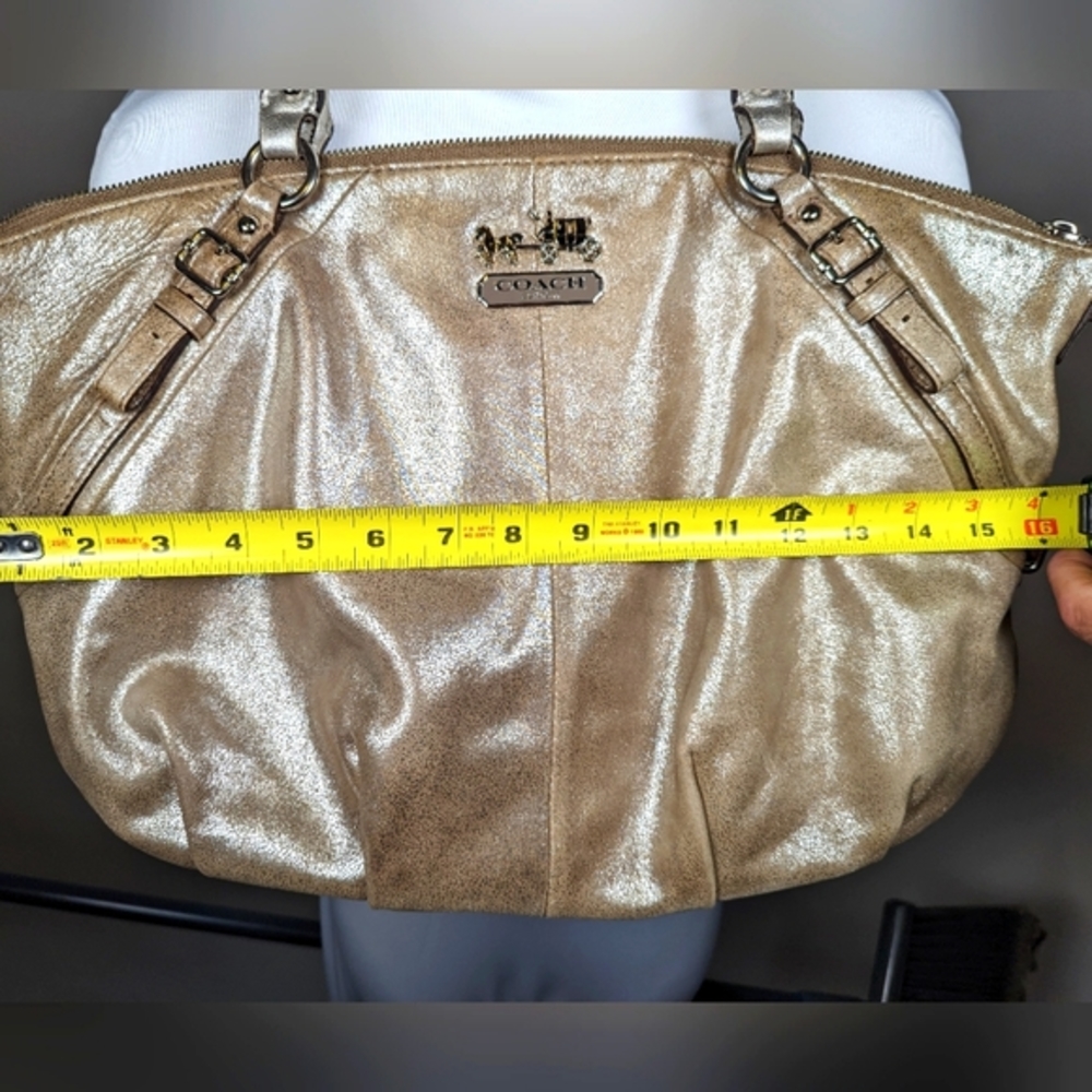 Coach Madison Sophia Leather Gold Metallic Shoulder B… - Gem